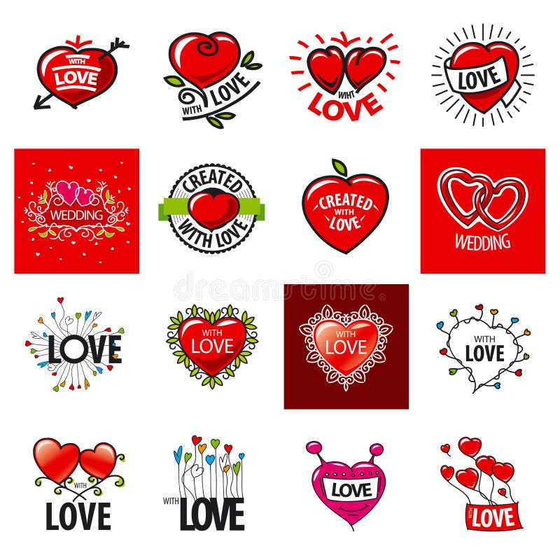 Ensemble De Coeur De Logos De Vecteur Illustration de Vecteur ...