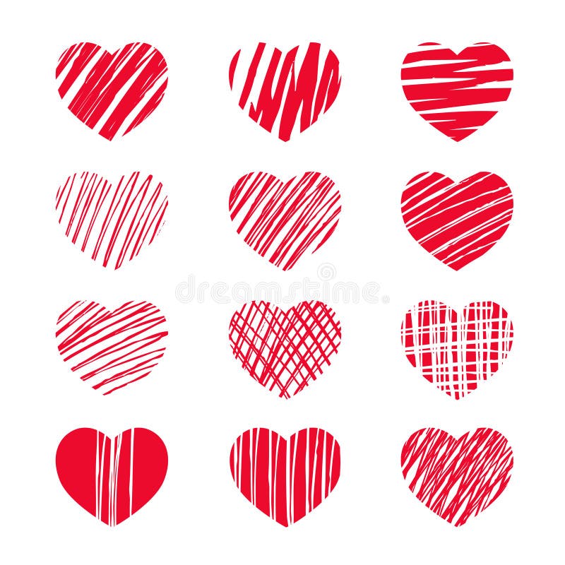 Ensemble De Coeurs Rouges Illustration De Vecteur Illustration Stock ...