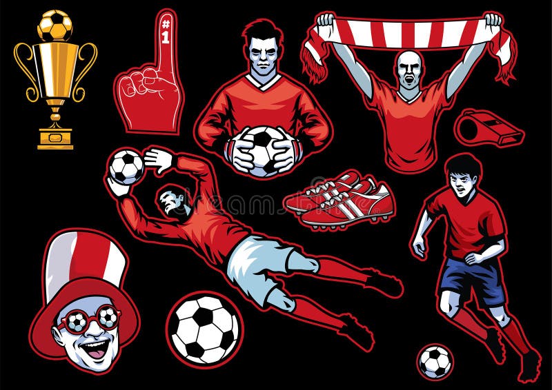 Ensemble De Collection D'objet De Concept Du Football Illustration de ...