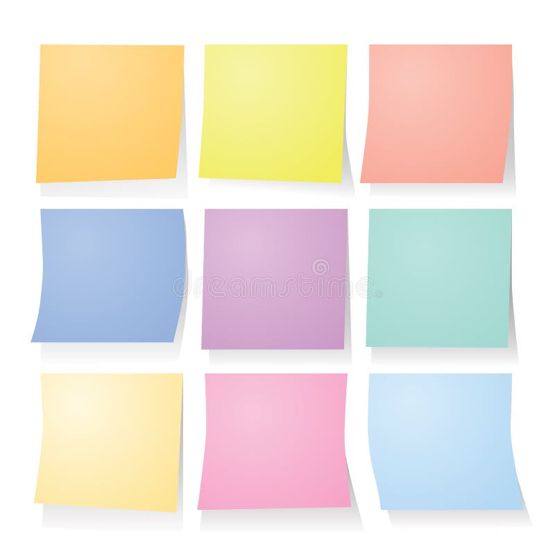 Collection De Note Colorée De Papier De Post-it Sur Le Fond Blanc Photo ...