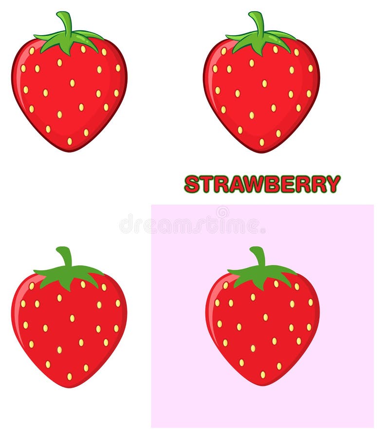 Ensemble De Conception De Dessin De Bande Dessinée De Fruit De Fraise ...