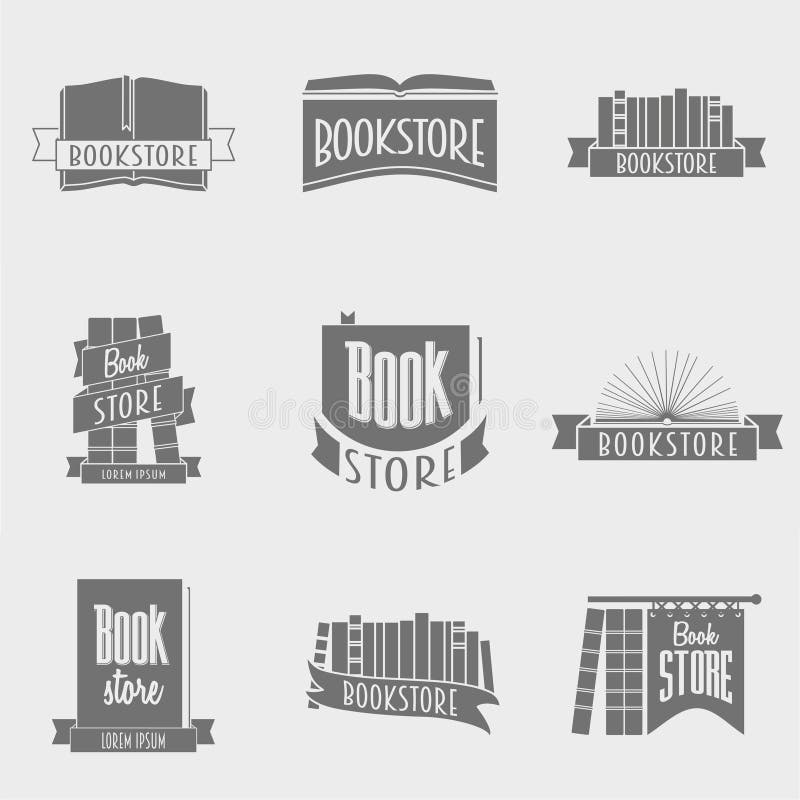 Ensemble De Conception De Logo De Librairie De Vecteur Illustration de ...