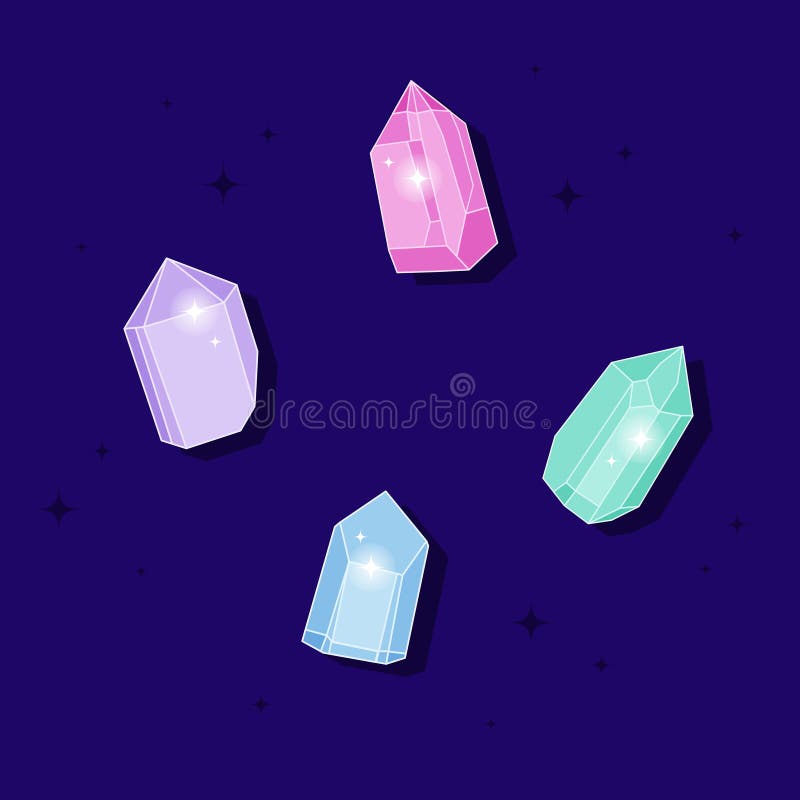 Ensemble De Cristaux Magiques Gemmes Brillantes Polygonales ...