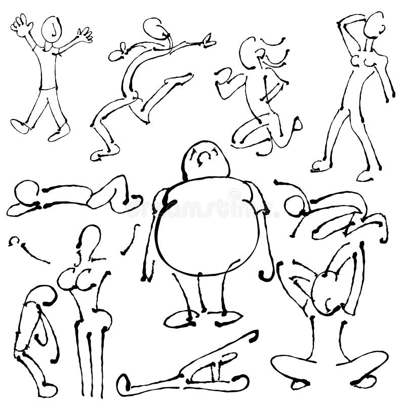 Croquis Occasionnel De Personnes Illustration De Vecteur De Dessin De ...