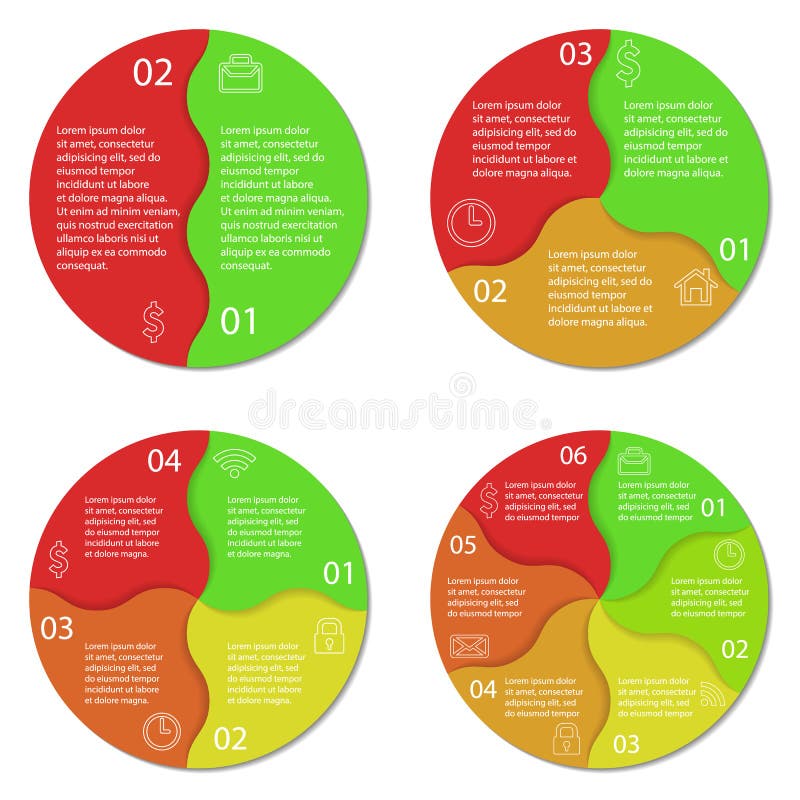 Ensemble De Diagramme Infographic Rond Cercles De 2, 3, 4, 6 Options ...
