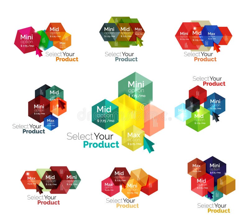 Ensemble De Diagrammes D'option De Navigation D'hexagone Illustration ...