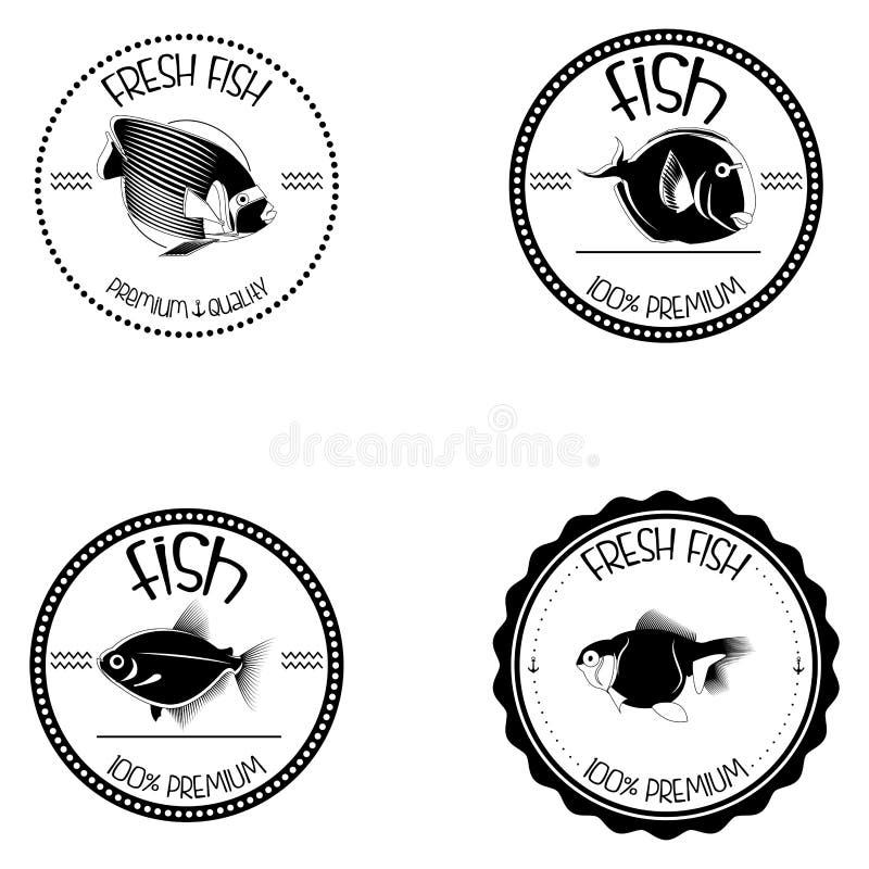 Labels, Insignes Et Icônes De Poissons Illustration de Vecteur ...