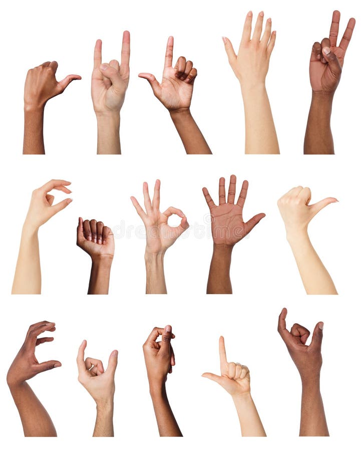 Ensemble De Divers Gestes De Main D'isolement Sur Le Blanc Photo stock ...
