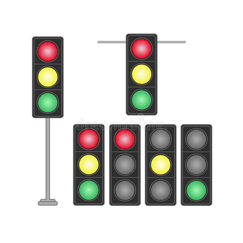 Ensemble De Feux De Signalisation Sur Le Fond Blanc Illustration de ... Ensemble De Feux De Signalisation Sur Le Fond Blanc Illustration de ...