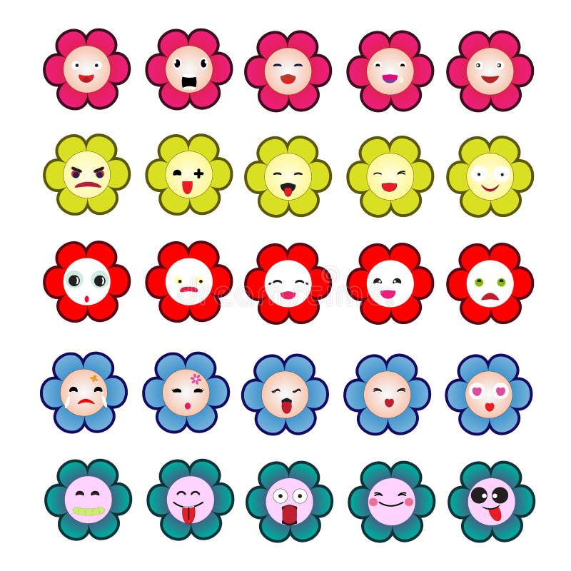 Les émoticônes Avec La Fleur Sur La Tête, Le Concept D'été, Emoji Avec ...