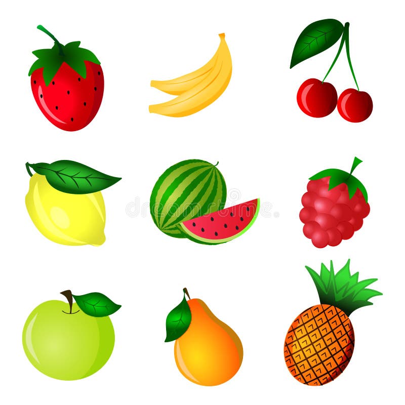 Ensemble De Fruit De Couleur Illustration de Vecteur - Illustration du ...
