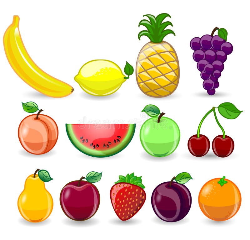 Ensemble De Fruits De Dessin Animé Illustration de Vecteur ...