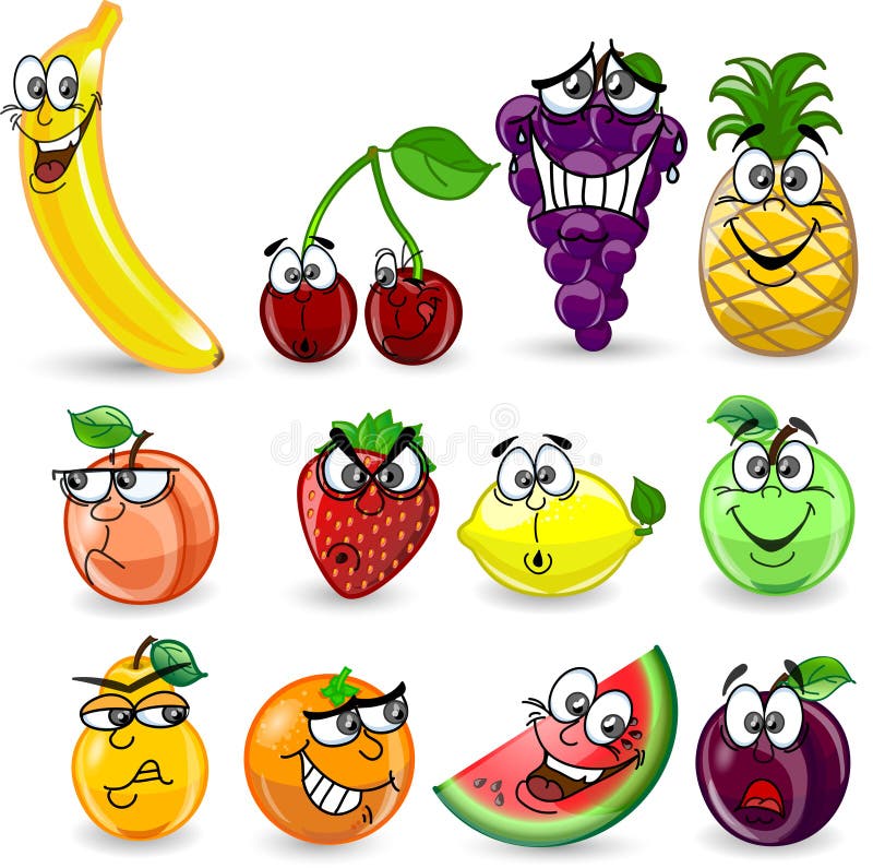 Ensemble De Fruits De Dessin Animé Illustration de Vecteur ...