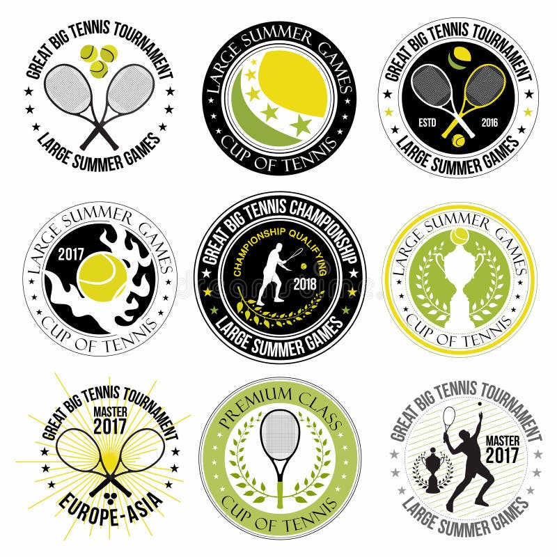 Ensemble De Grands Logos, Labels Et Insignes De Tennis Photo éditorial ...