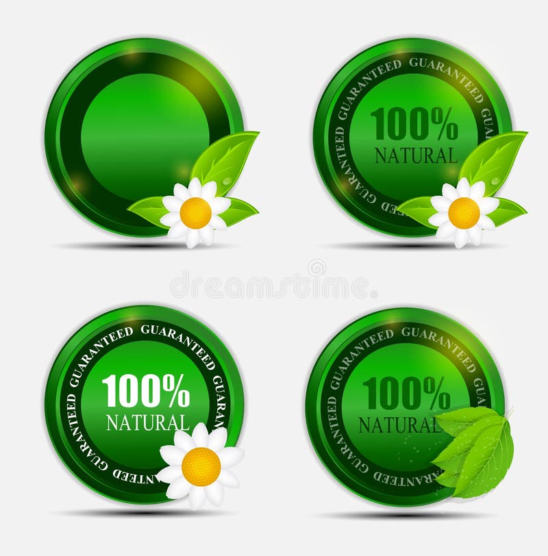 Label Vert Naturel De 100% D'isolement Sur White.vector Illustration de ...