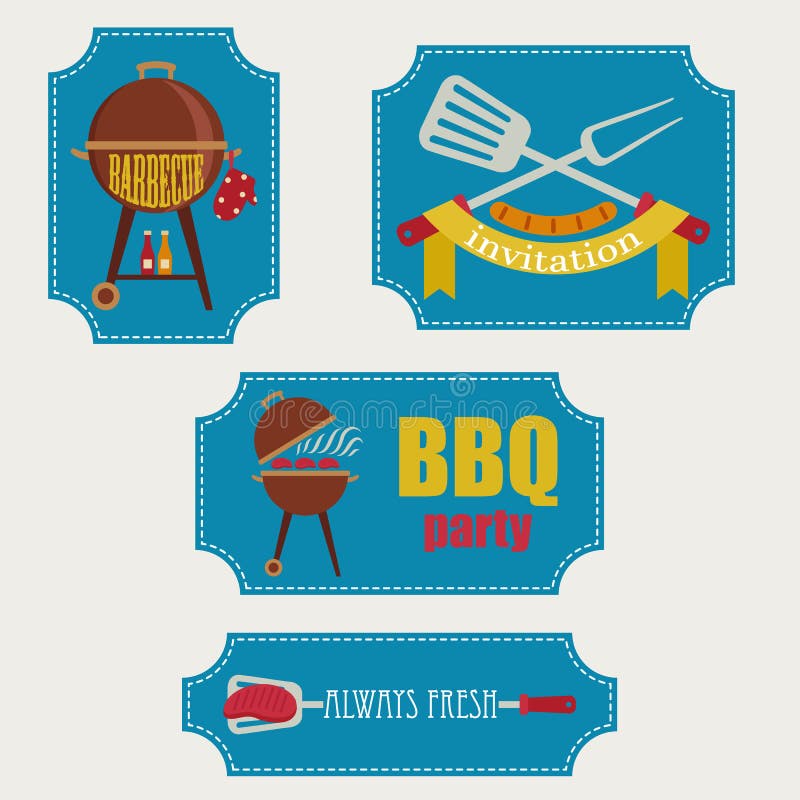 Ensemble De Labels De Barbecue Illustration de Vecteur - Illustration ...