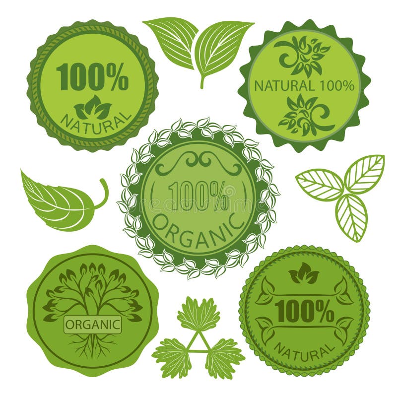 Ensemble De Labels Rond D'eco Vert Illustration de Vecteur ...