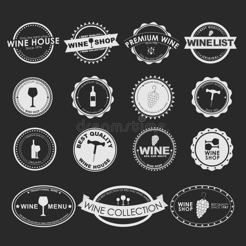 Logos Noirs De Vin, Ensemble De Labels L'établissement Vinicole ...