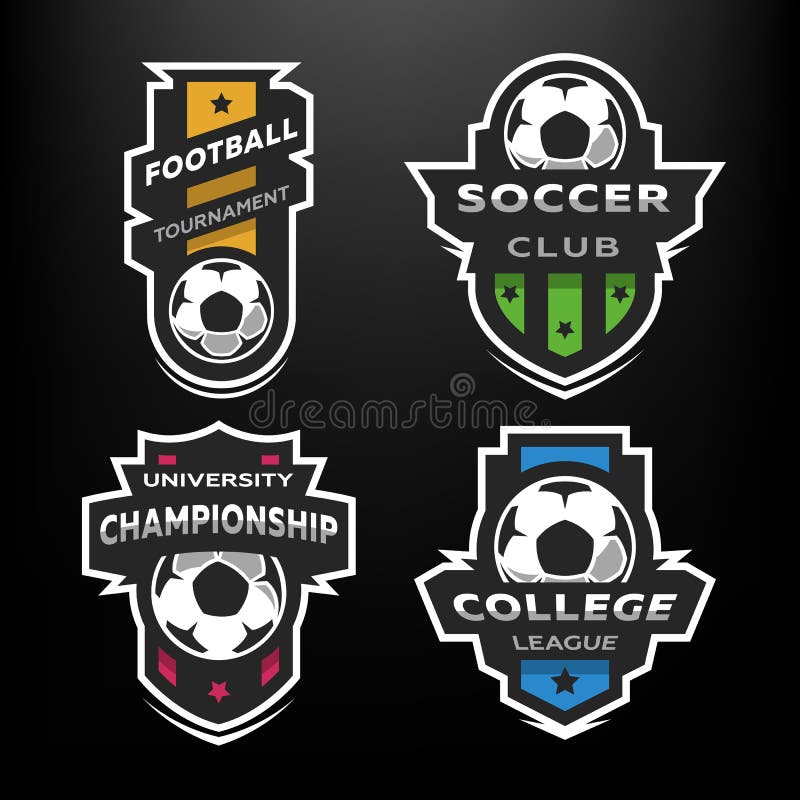 Ensemble De Logo Du Football Du Football, Emblème Illustration de ...