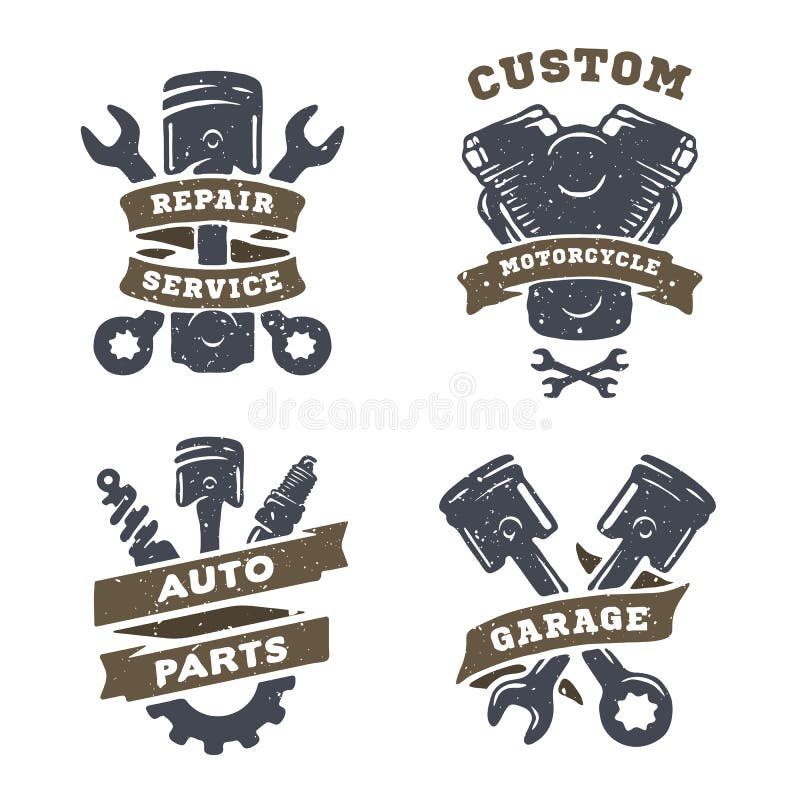 Ensemble De Logos Automatiques, Garage, Service, Pièces De Rechange ...