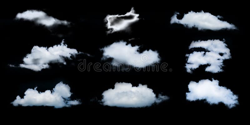 Ensemble De Nuages D'isolement Au-dessus De Noir Photo stock - Image du ...