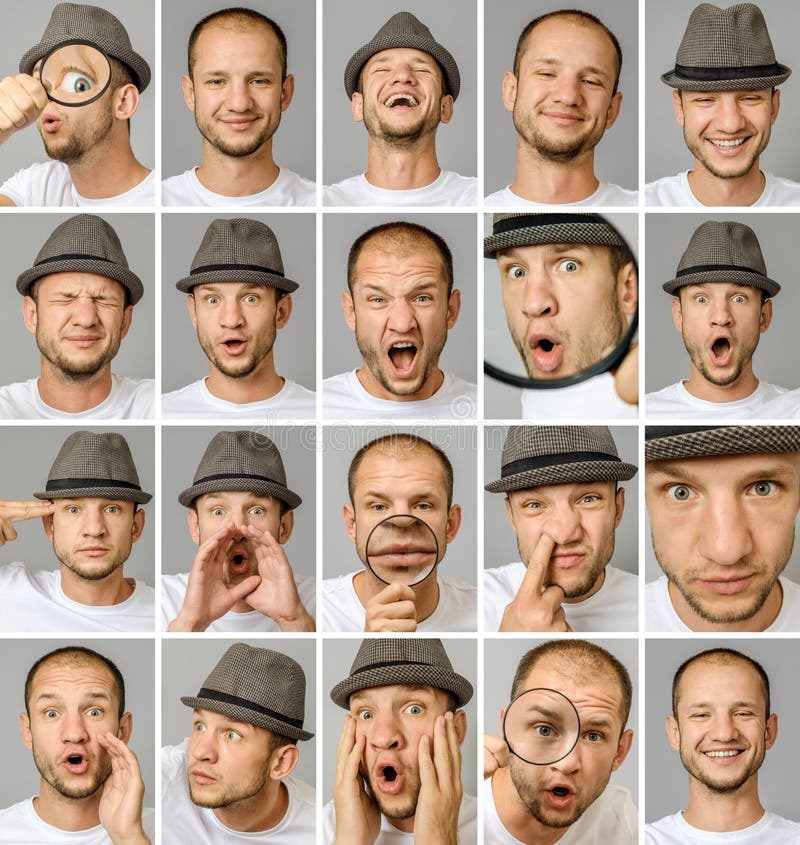 Ensemble De Portraits Du ` S De Jeune Homme Avec Différents émotions Et ... Ensemble De Portraits Du ` S De Jeune Homme Avec Différents émotions Et ...