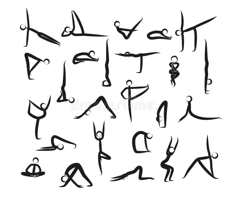 Ensemble De Positions De Yoga Illustration de Vecteur - Illustration du ...