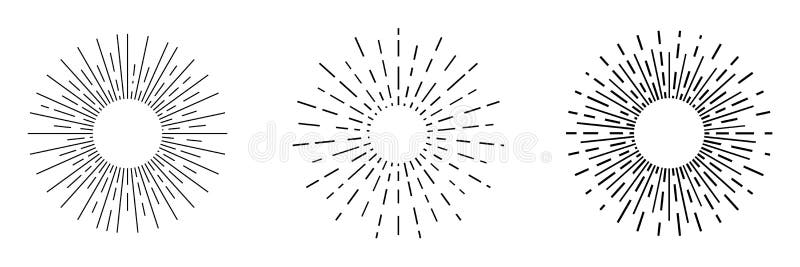 Ensemble De Rayons Solaires Dessin à Trait Manuel. Illustration de ...