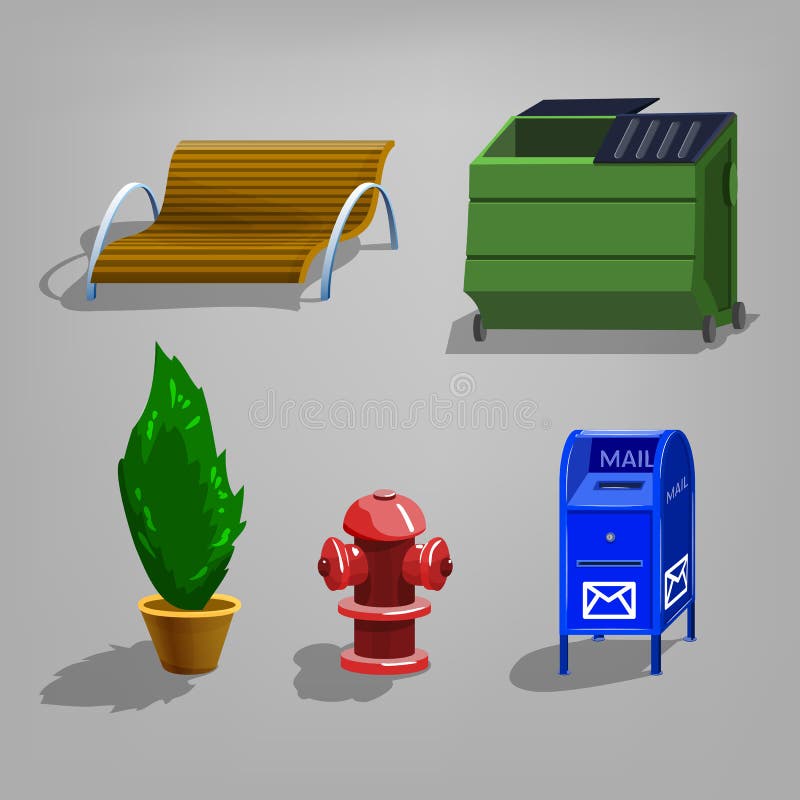 Ensemble de rue d'objets illustration de vecteur. Illustration du ...