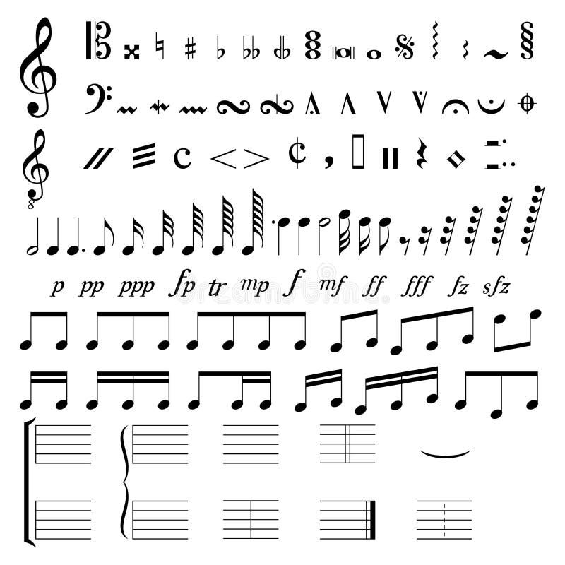 Ensemble De Signes Musicaux Illustration de Vecteur - Illustration du ...