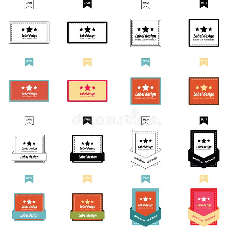 Ensemble De Styles De La Conception 4 De Label Illustration de Vecteur ...