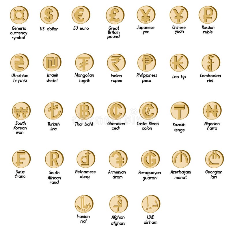 Ensemble De Symboles De Base De La Devise Du Monde Illustration de ...