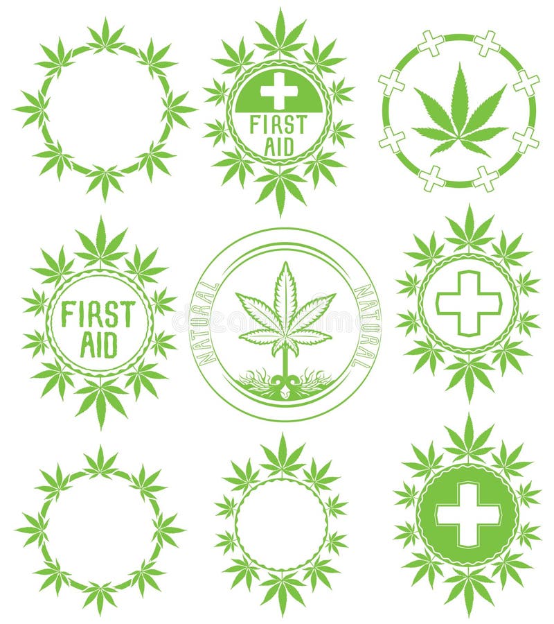 Ensemble De Timbres De Symbole De Cannabis Et De Marijuana Illustration ...