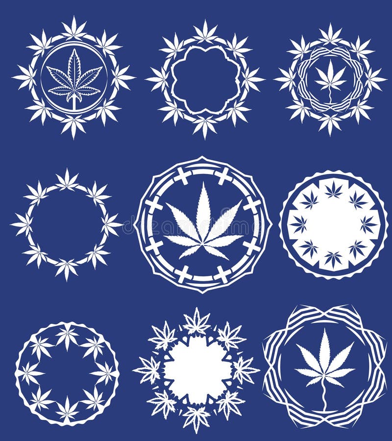 Ensemble De Timbres De Symbole De Cannabis Et De Marijuana Illustration ...