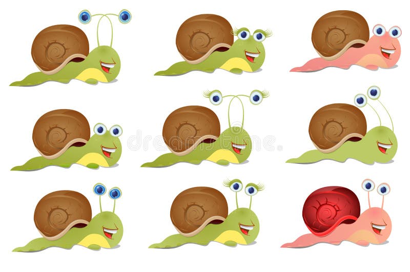 Ensemble De Trois Escargots Illustration Stock - Illustration du ...