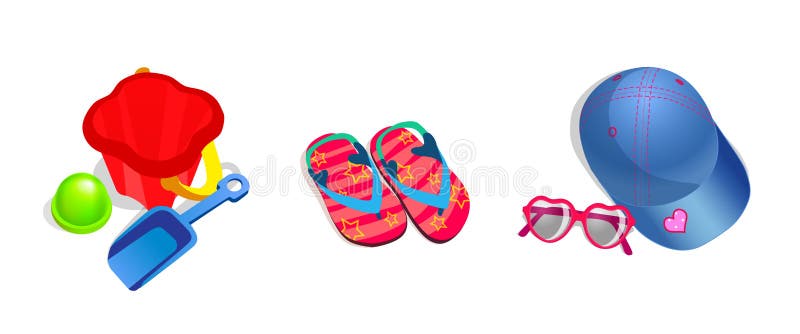 Ensemble Vectoriel D'objets De Plage Pour Enfants Illustration de ...