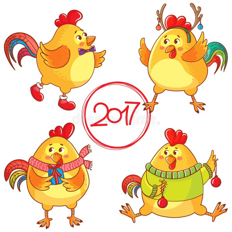 Ensemble De Vecteur De Coq Drôle Illustration de Vecteur - Illustration ...