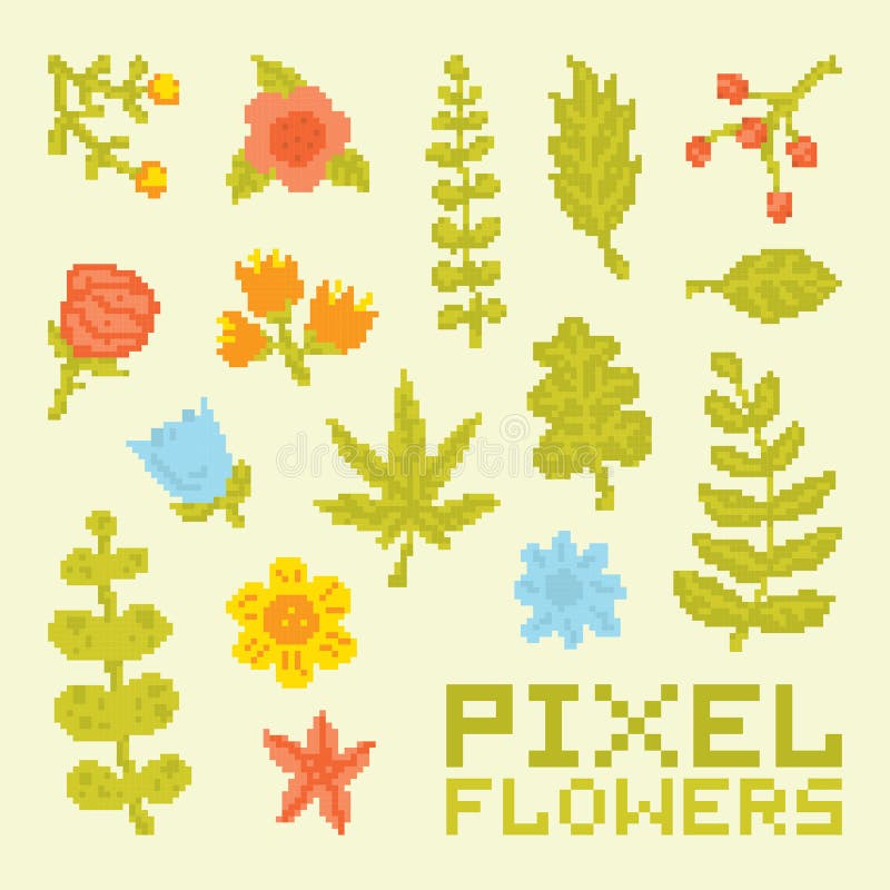 Fleurs d'art de pixel illustration de vecteur. Illustration du ...
