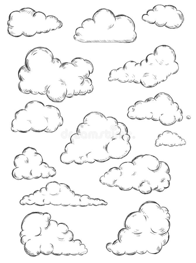 Ensemble De Vecteur De Nuages De Croquis Illustration de Vecteur ...