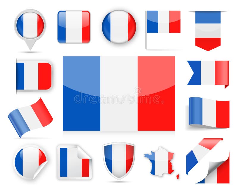 Ensemble De Vecteur De Drapeau De Frances Illustration Stock ...