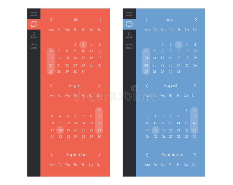 Ensemble De Vecteur Du Gadget UI De Calendrier Illustration de Vecteur ...
