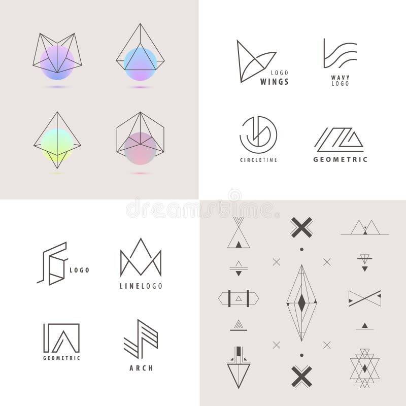 Ensemble De Vecteur De Logos Linéaires Abstraits Illustration de ...