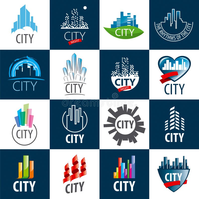 Ensemble De Ville De Logos De Vecteur Illustration de Vecteur ...