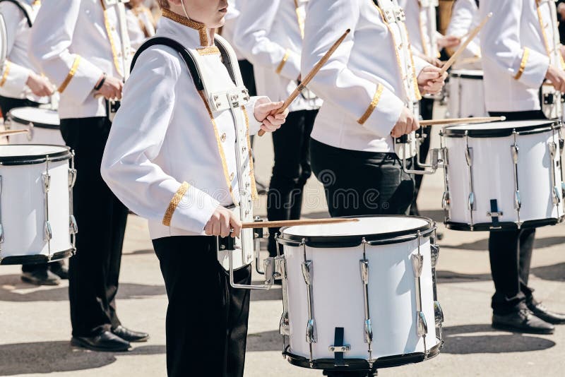 The Ensemble of Drummers in White Ceremonial Dress Stock Photo - Image ...