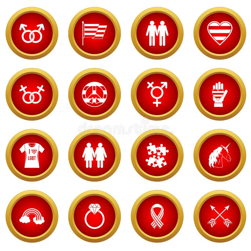 Ensemble Rouge De Cercle D'icône De Lgbt Illustration de Vecteur ...