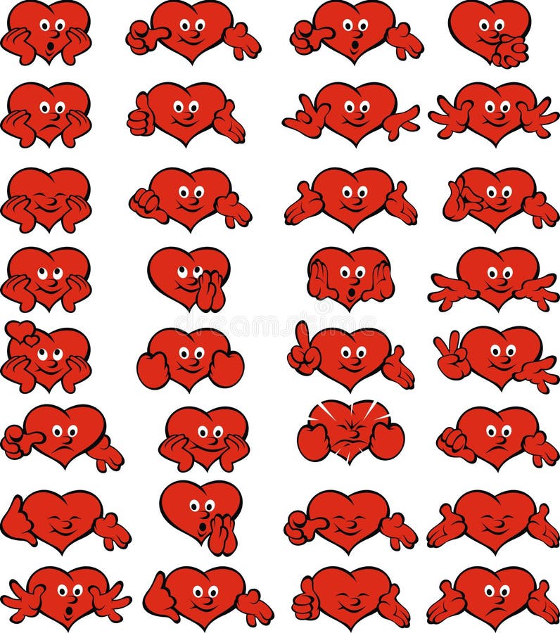 Ensemble Rouge De Sourire De Heards Illustration de Vecteur ...