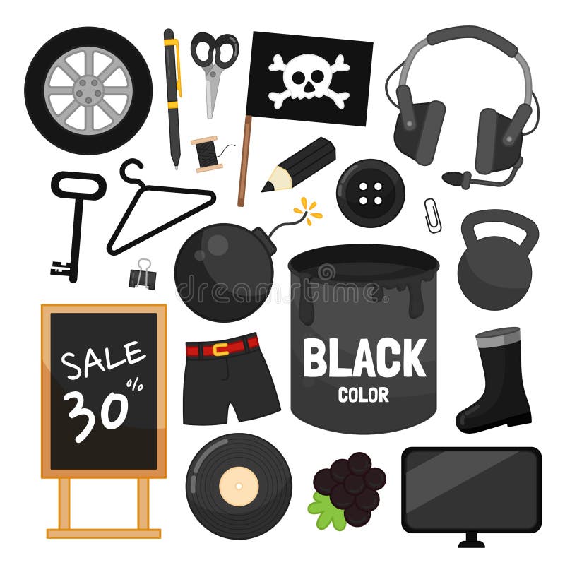 Ensemble Vectoriel D'objets De Couleur Noire. Illustration de Vecteur ...