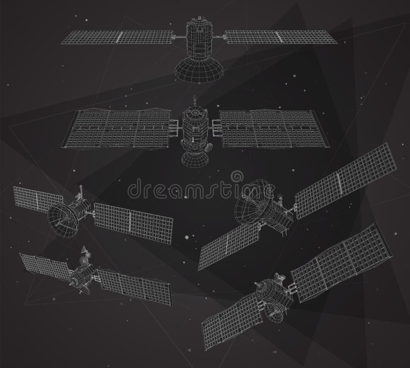 Ensemble Vectoriel. Satellite De Communication En Orbite Terre-proche ...