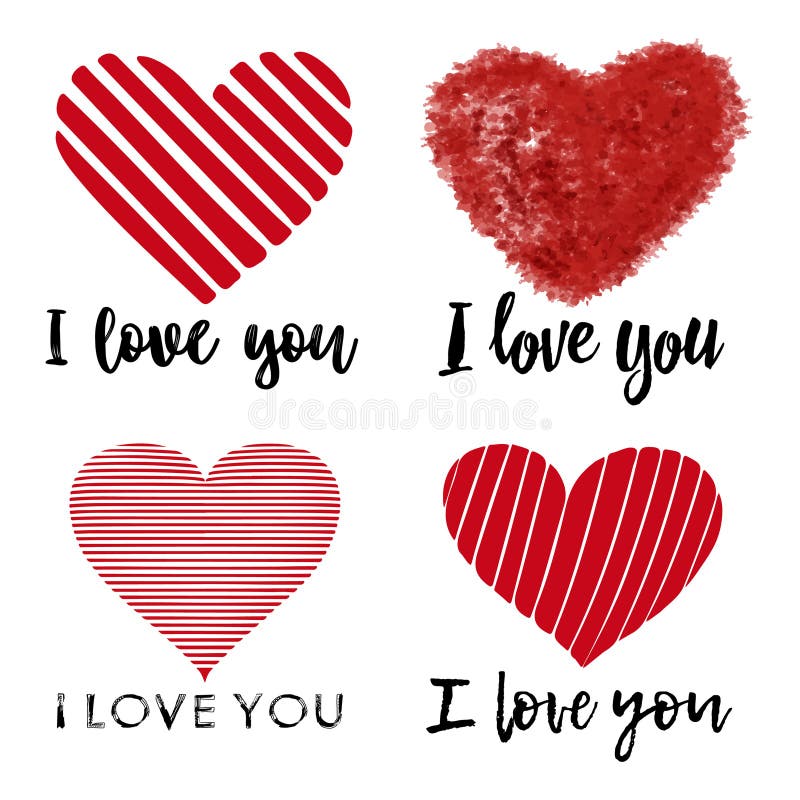 Ensemble Vectoriel Vous Aimer Avec Coeur Rouge Illustration de Vecteur ...