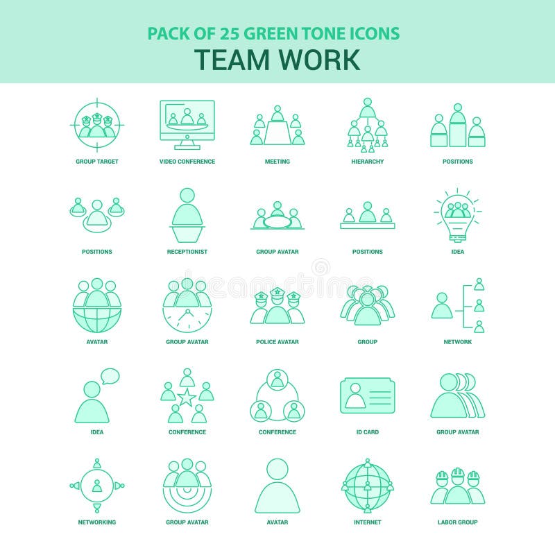 Ensemble Vert De 25 Team Work Icon Illustration de Vecteur ...